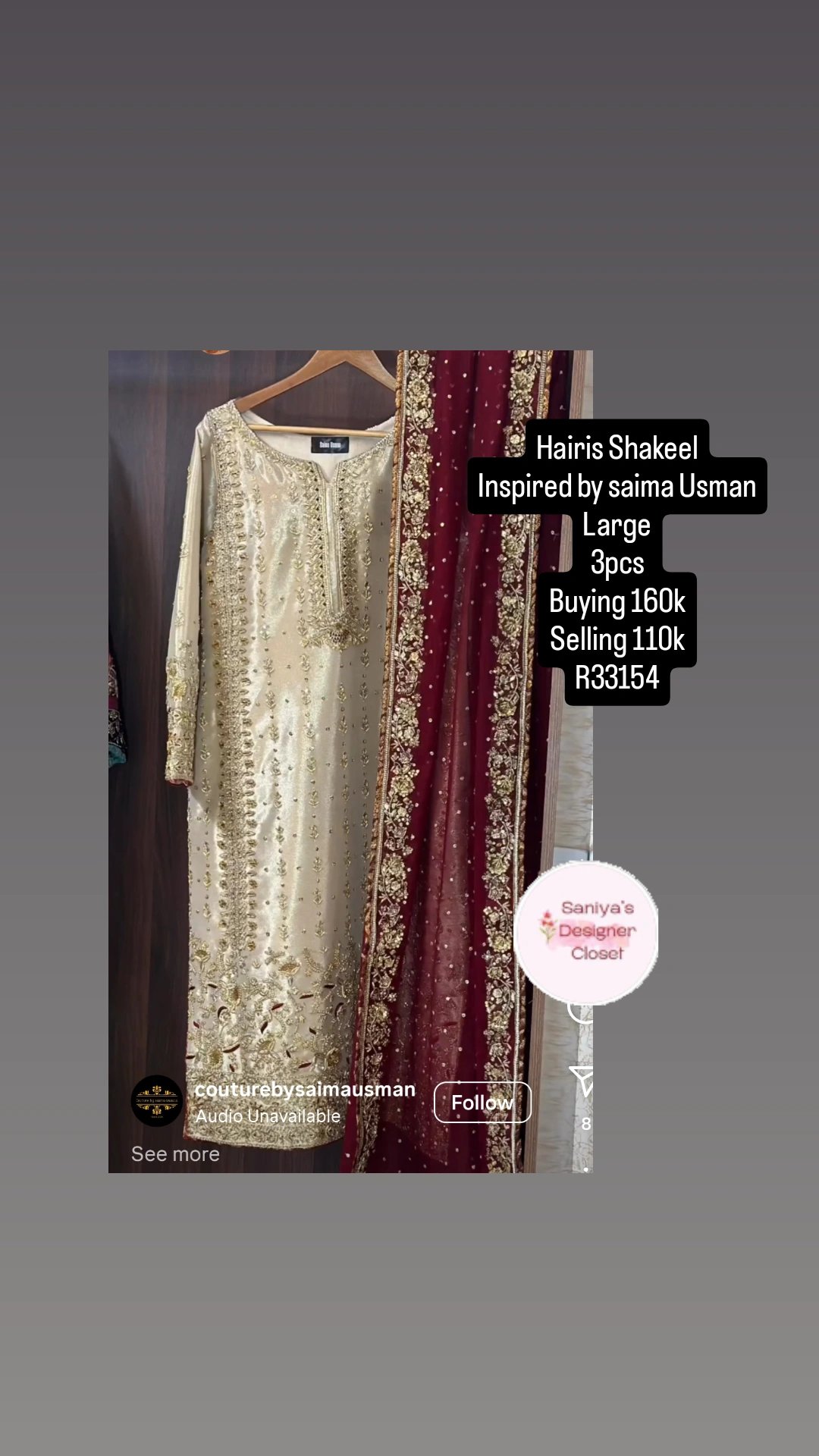 HARIS SHAKEEL INSPIRED BY SAIMA USMAN R33154 - saniyacloset.com